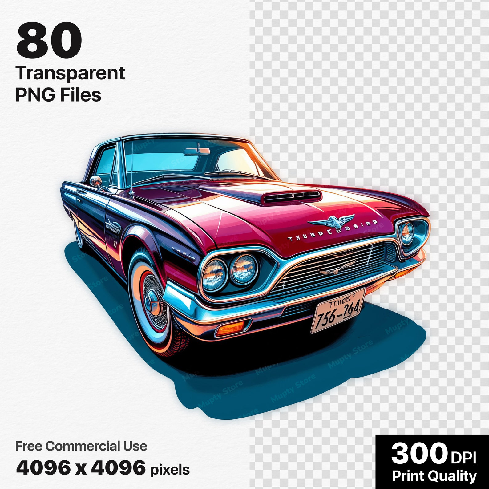 Classic Cars Clipart, 80 Classic Car PNG, Vintage Car Clipart, Muscle ...