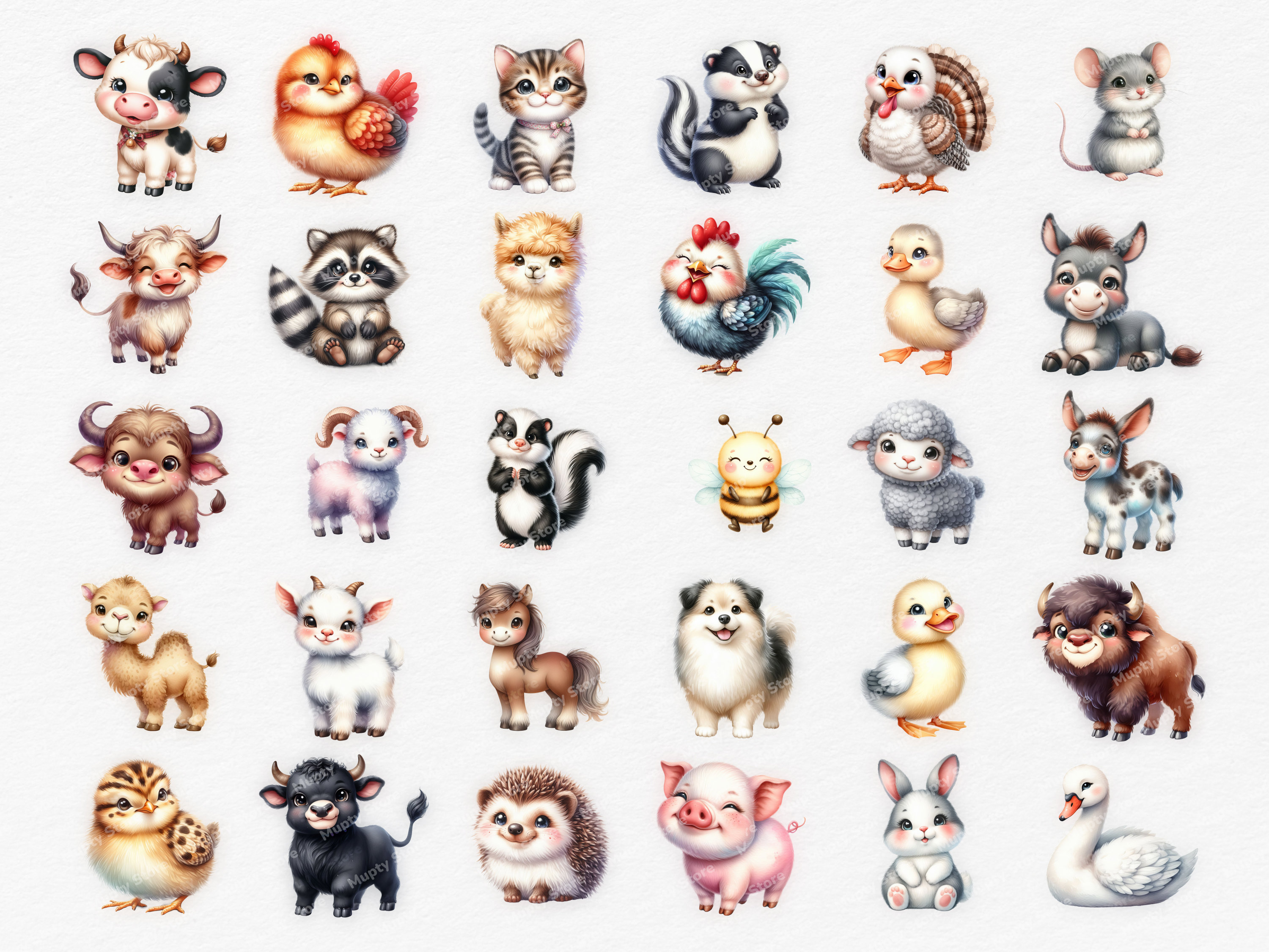 Cute Farm Animals, Farm Animals Clipart, Farm Clipart, Watercolor ...