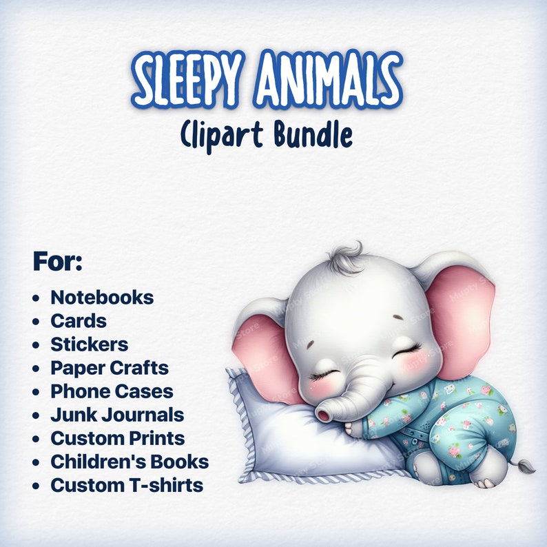 Sleepy Cute Animals Clipart, Watercolor Cute Animals, 40 Sleepy Baby ...
