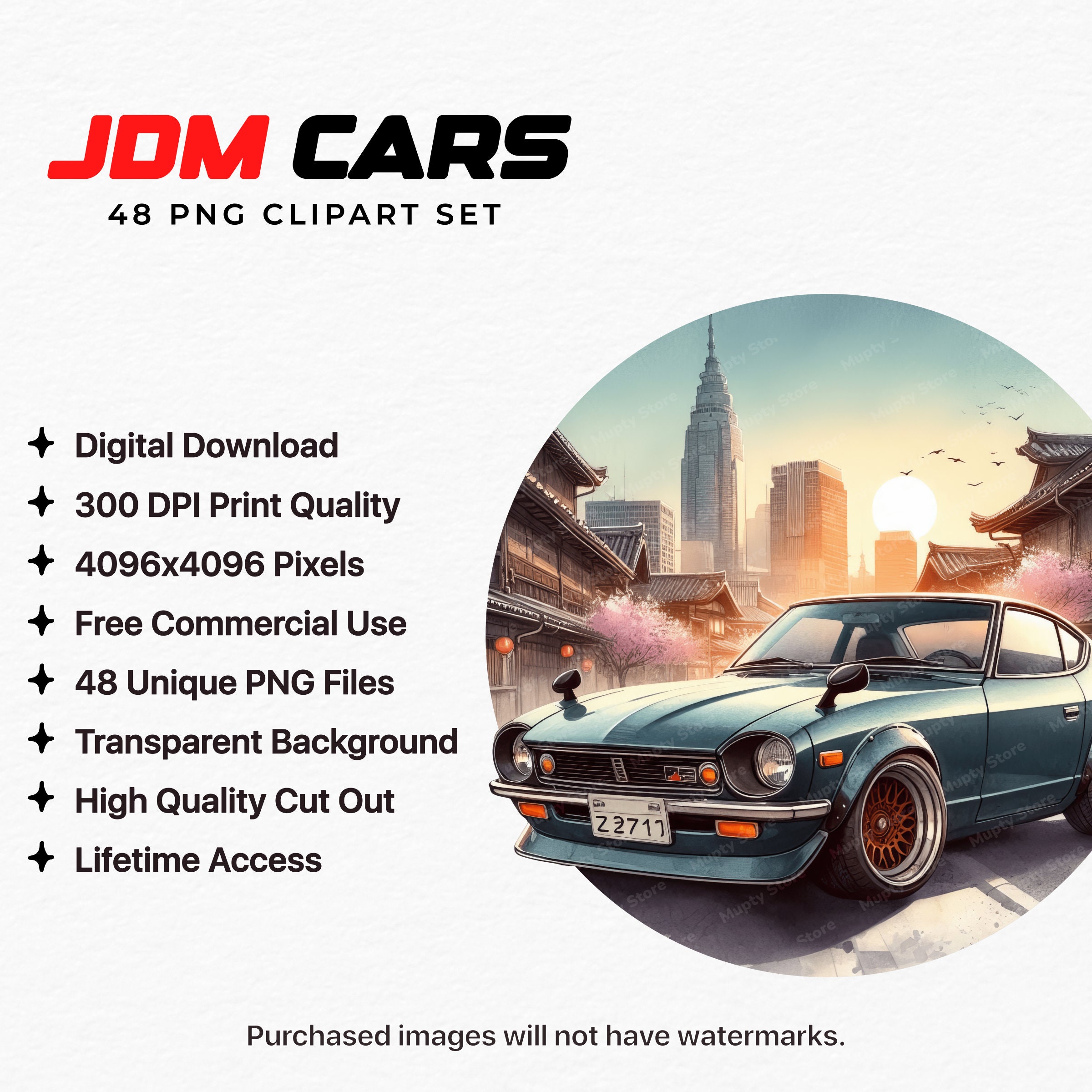 JDM Cars Clipart, Sports Cars PNG, Japanese Car Print, Racing Car ...
