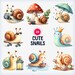 Cute Snail Watercolor Clipart, 20 Snails Clipart, Baby Snail Png ...