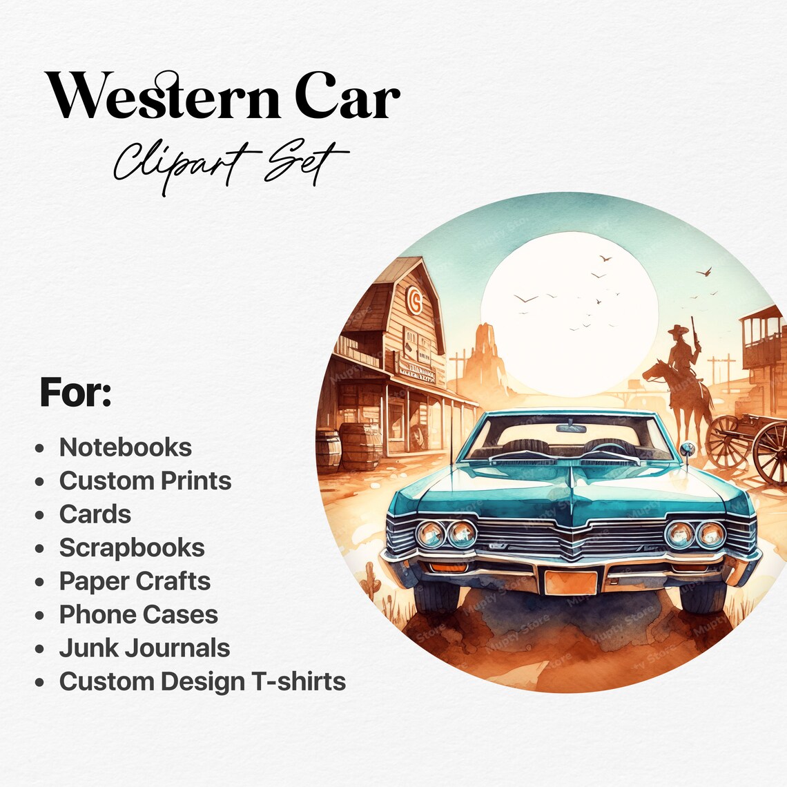 60 Western Classic Cars Clipart, Vintage Car Clipart, Western Clipart ...