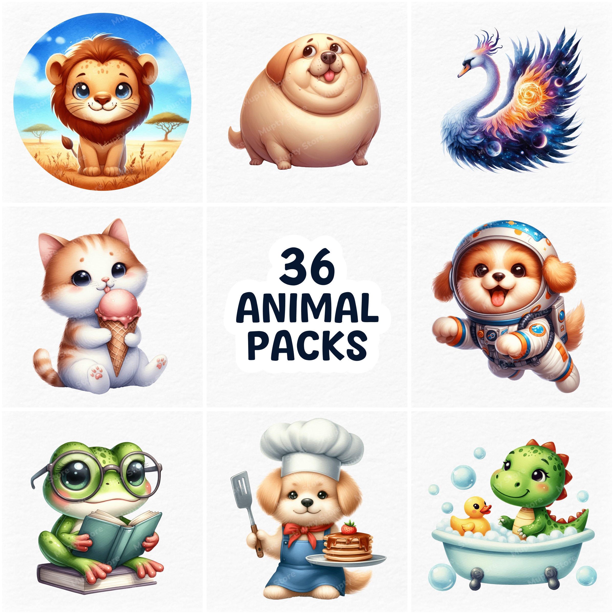 Animal Clipart Bundle, Baby Animals PNG, 1250+ Animals Clipart Mega ...