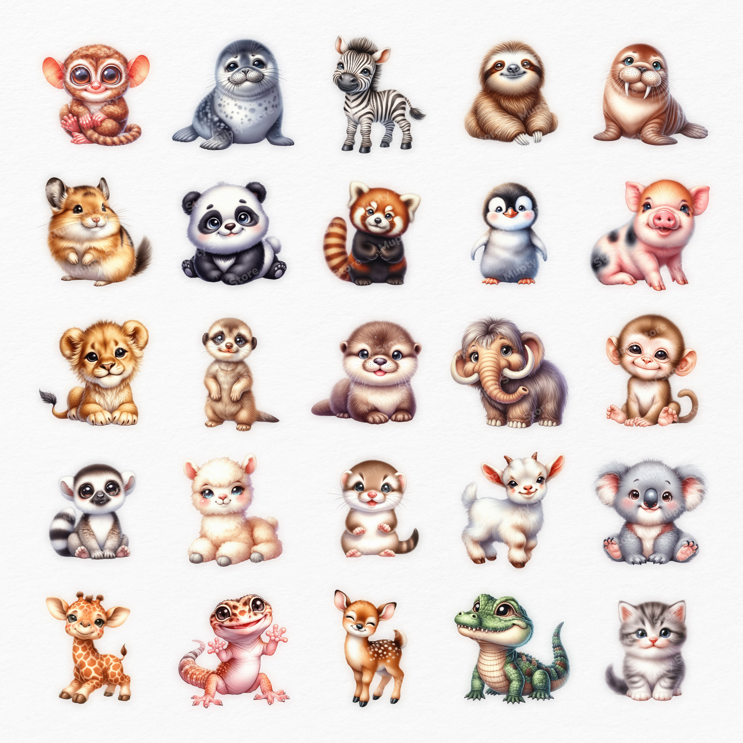 Watercolor Baby Animals, Cute Animal PNG Clipart, Watercolor Animals ...