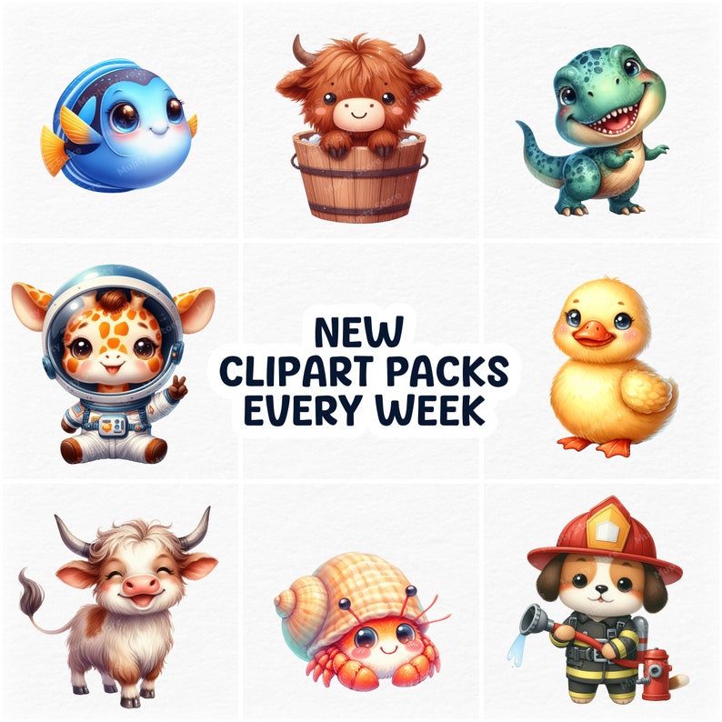 Animal Clipart Bundle, Baby Animals PNG, 1250+ Animals Clipart Mega ...