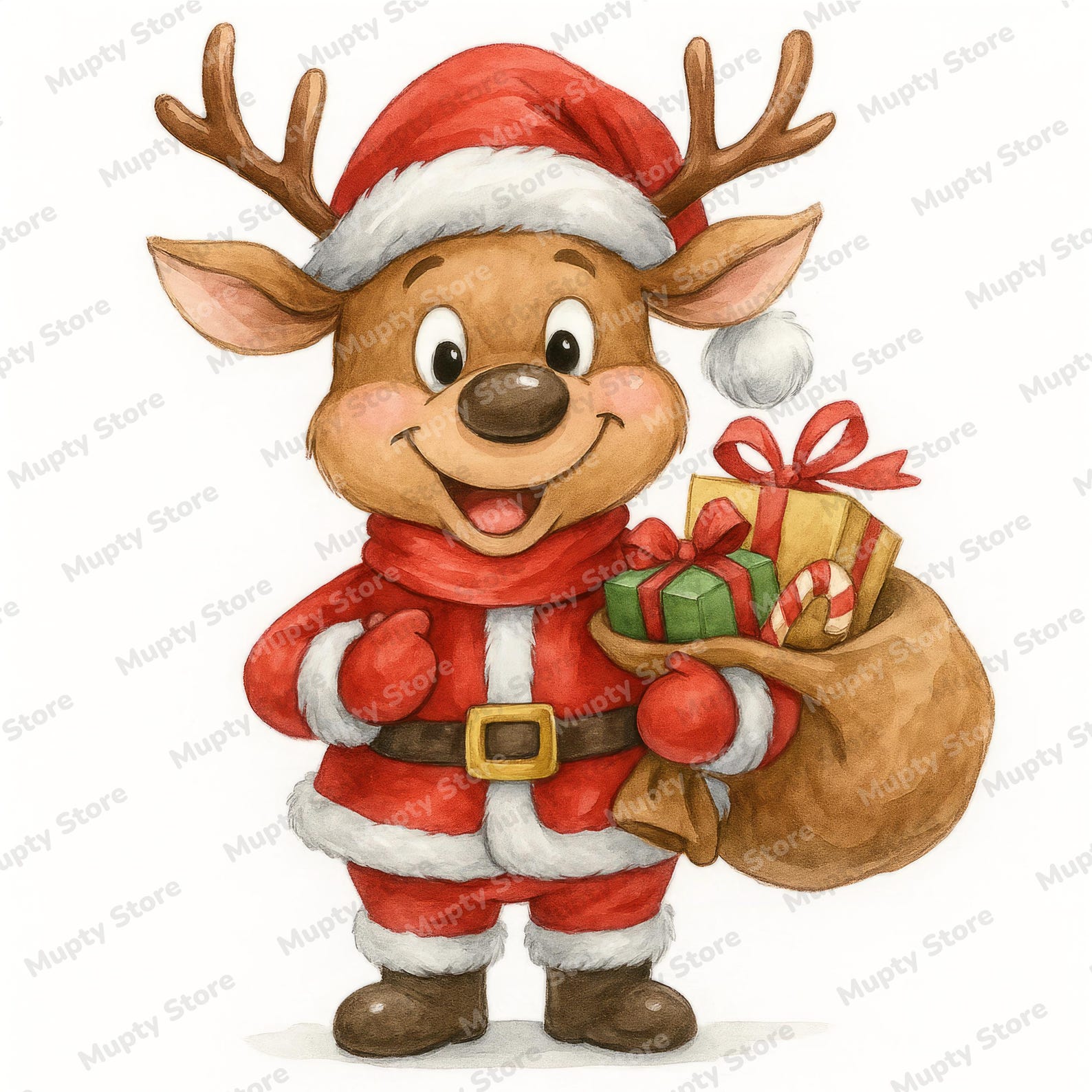 15 Funny Christmas Reindeer Clipart Pack PNG, Humorous Holiday Reindeer ...
