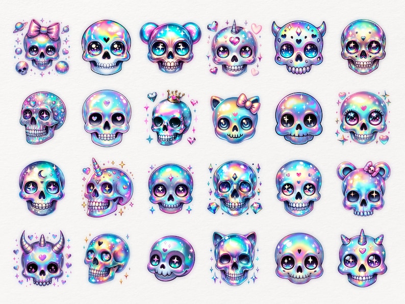 Cute Skull Clipart, Colorful Skull Clipart, Funny Skull Png, Cute ...