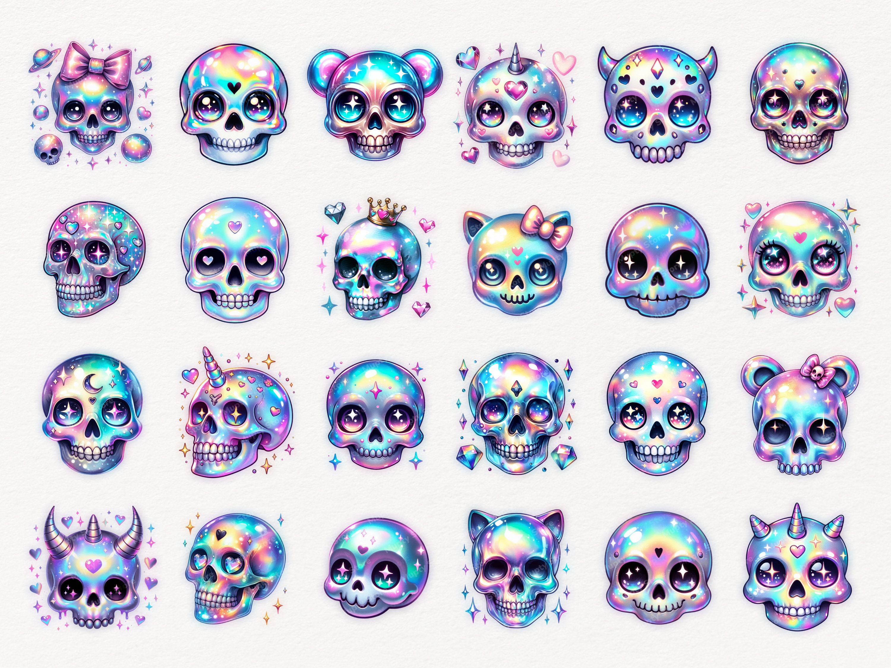 Cute Skull Clipart, Colorful Skull Clipart, Funny Skull Png, Cute ...