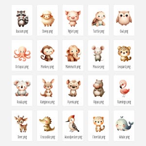 Watercolor Cute Animals Clipart, 75 Cute Animal PNG, Watercolor Animals ...