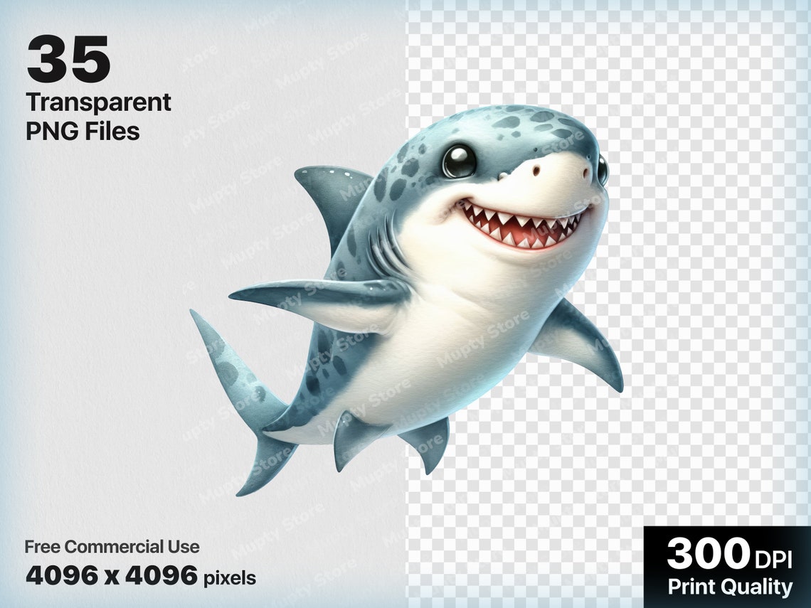 Watercolor Cute Shark Clipart, Shark PNG, Watercolor Sharks, Cute Baby ...