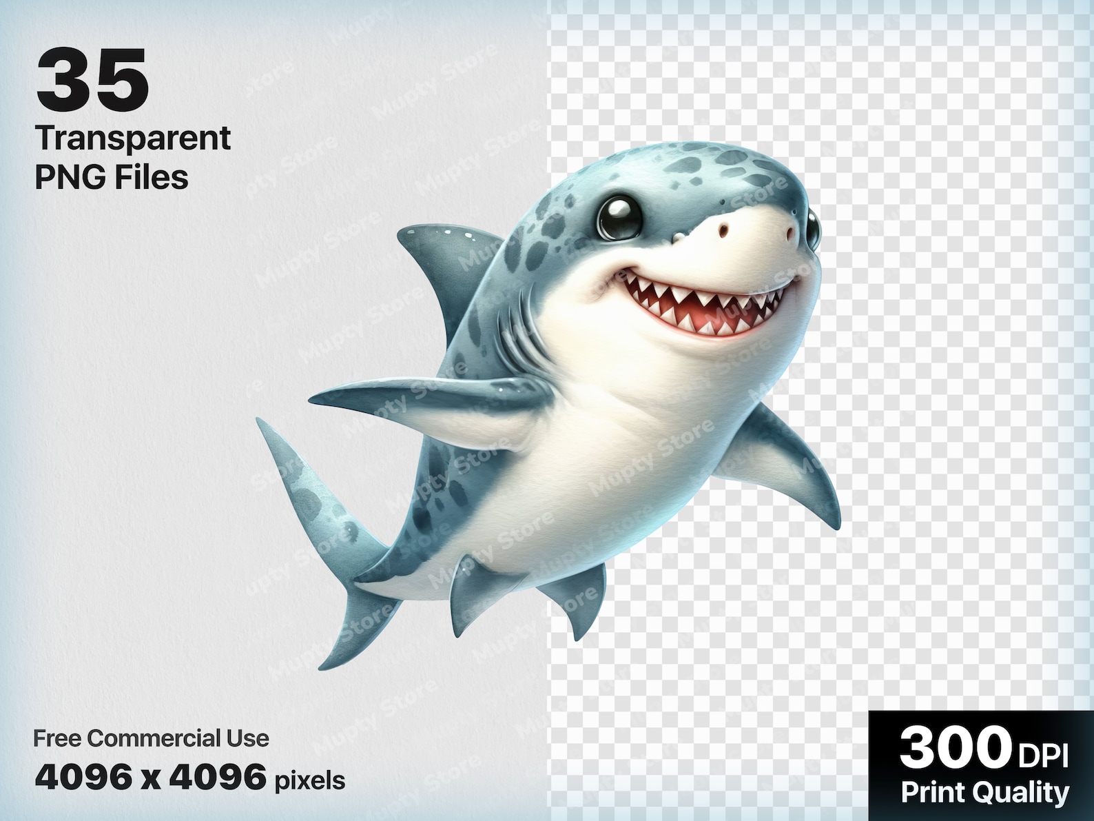 Watercolor Cute Shark Clipart, Shark PNG, Watercolor Sharks, Cute Baby ...