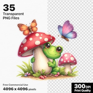 Watercolor Cute Frogs Clipart, 35 Frogs PNG, Watercolor Cute Animals ...