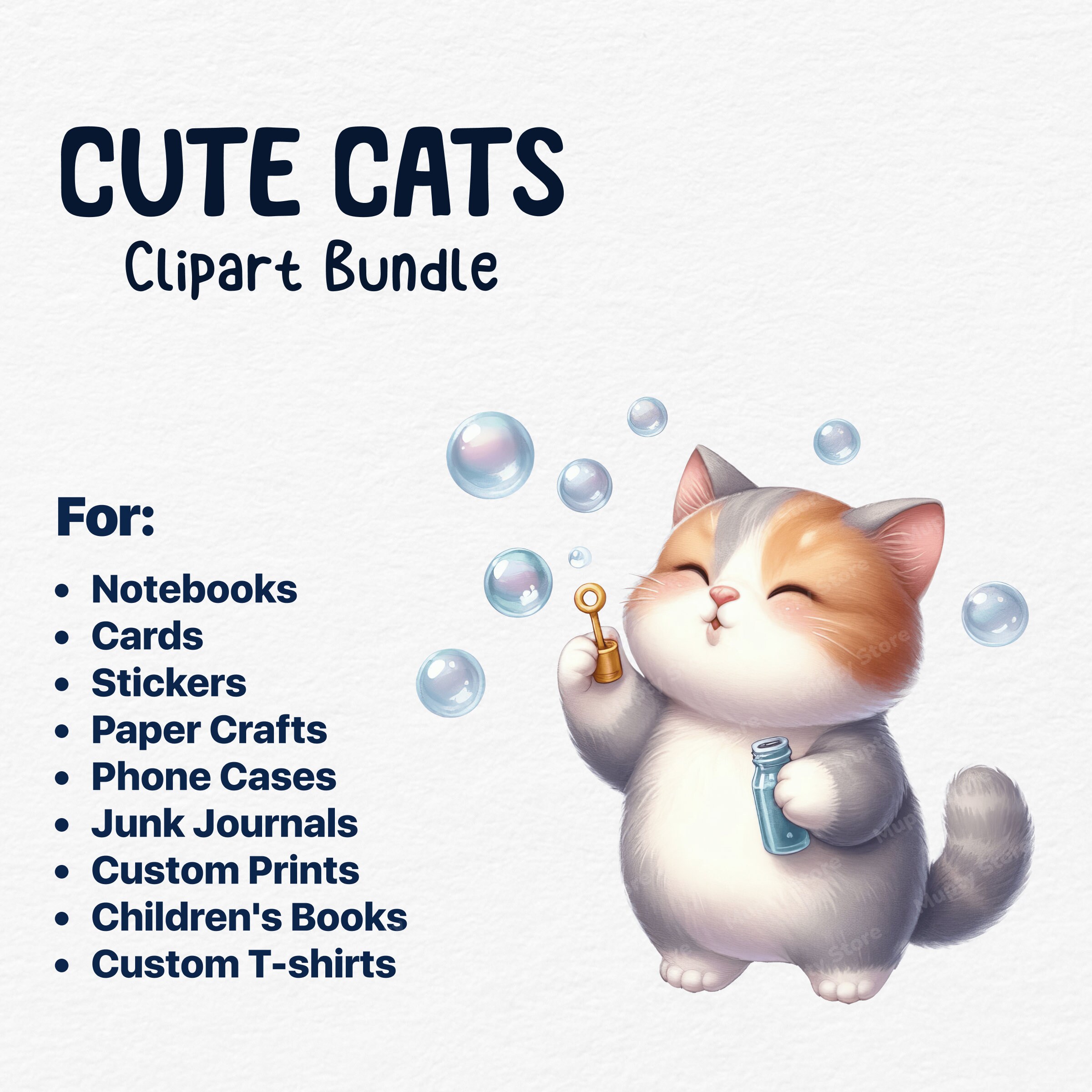 Watercolor Cute Cats, 30 Cat Clipart, Kittens PNG, Watercolor Cats ...