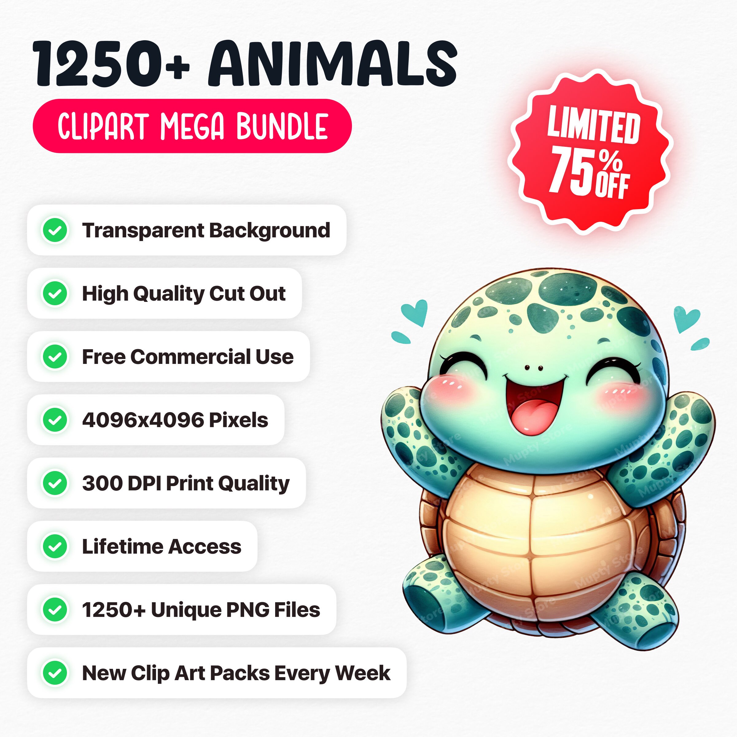 Animal Clipart Bundle, Baby Animals PNG, 1250+ Animals Clipart Mega ...