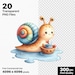 Cute Snail Watercolor Clipart, 20 Snails Clipart, Baby Snail Png ...