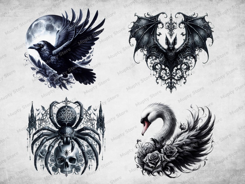 Gothic Animals, Gothic Clipart, 30 Gothic Animals, Gothic Decor, Gothic ...