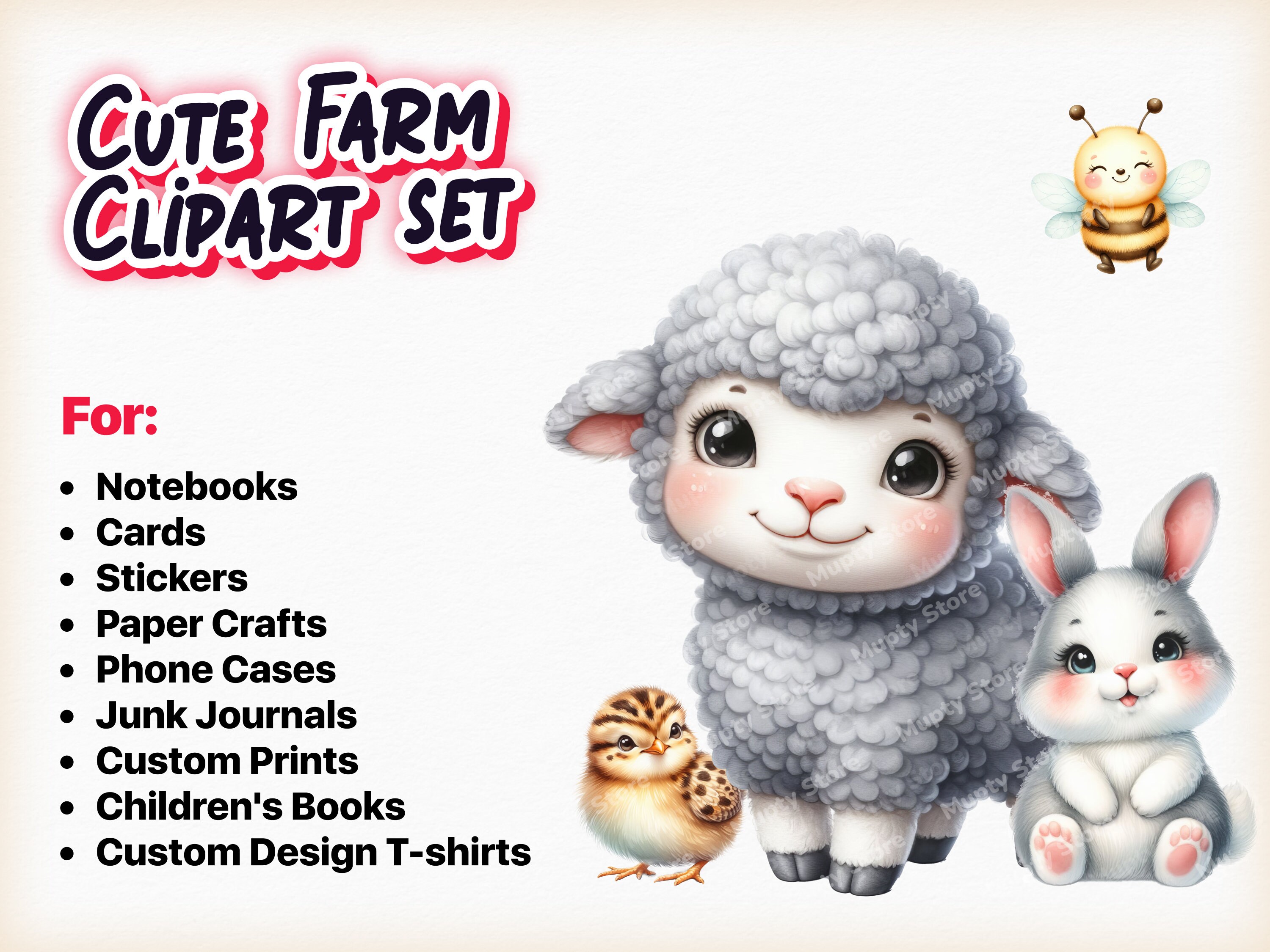 Cute Farm Animals, Farm Animals Clipart, Farm Clipart, Watercolor ...