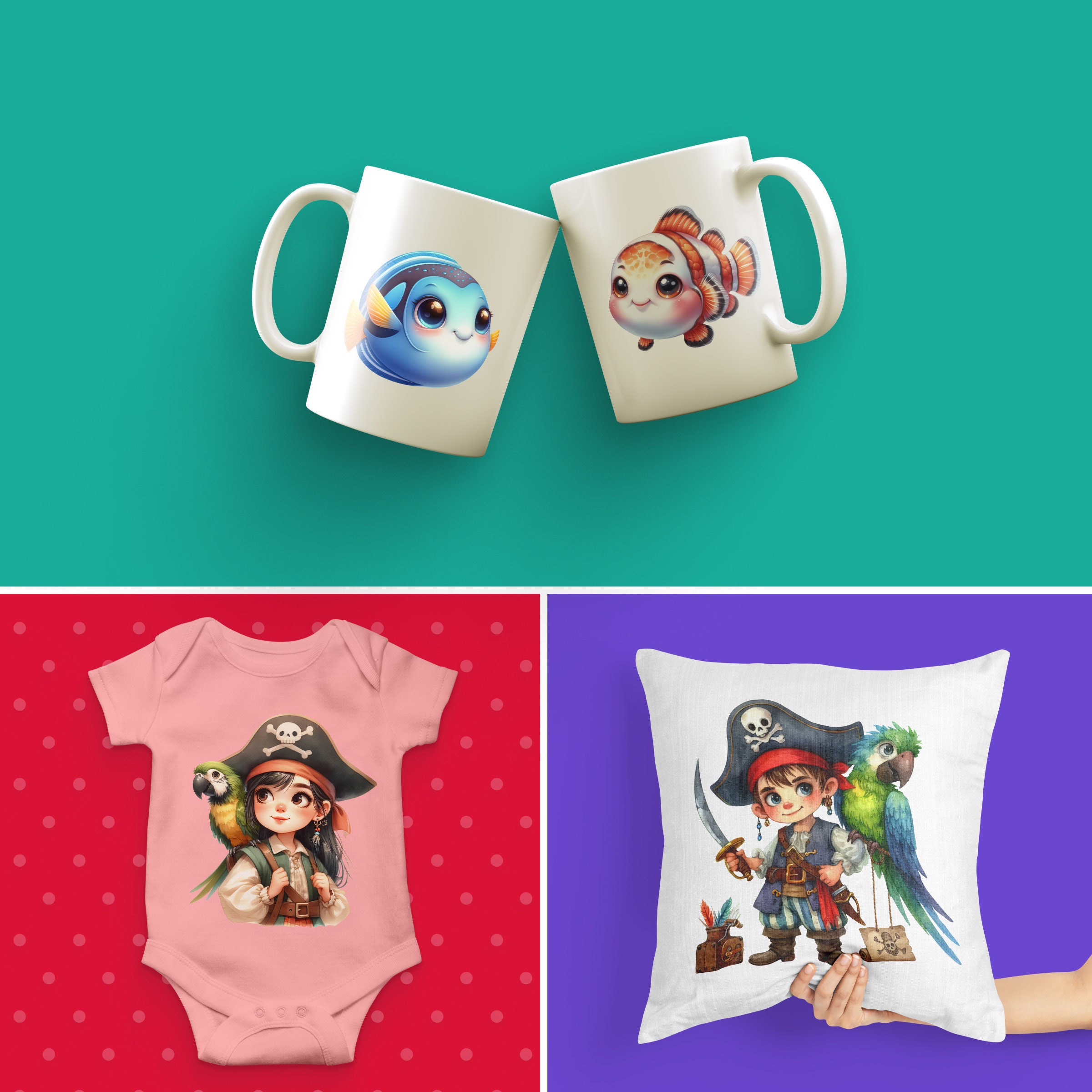 Sea Animals Clipart Bundle, Pirates Clip Art, Nautical Nursery Clipart ...