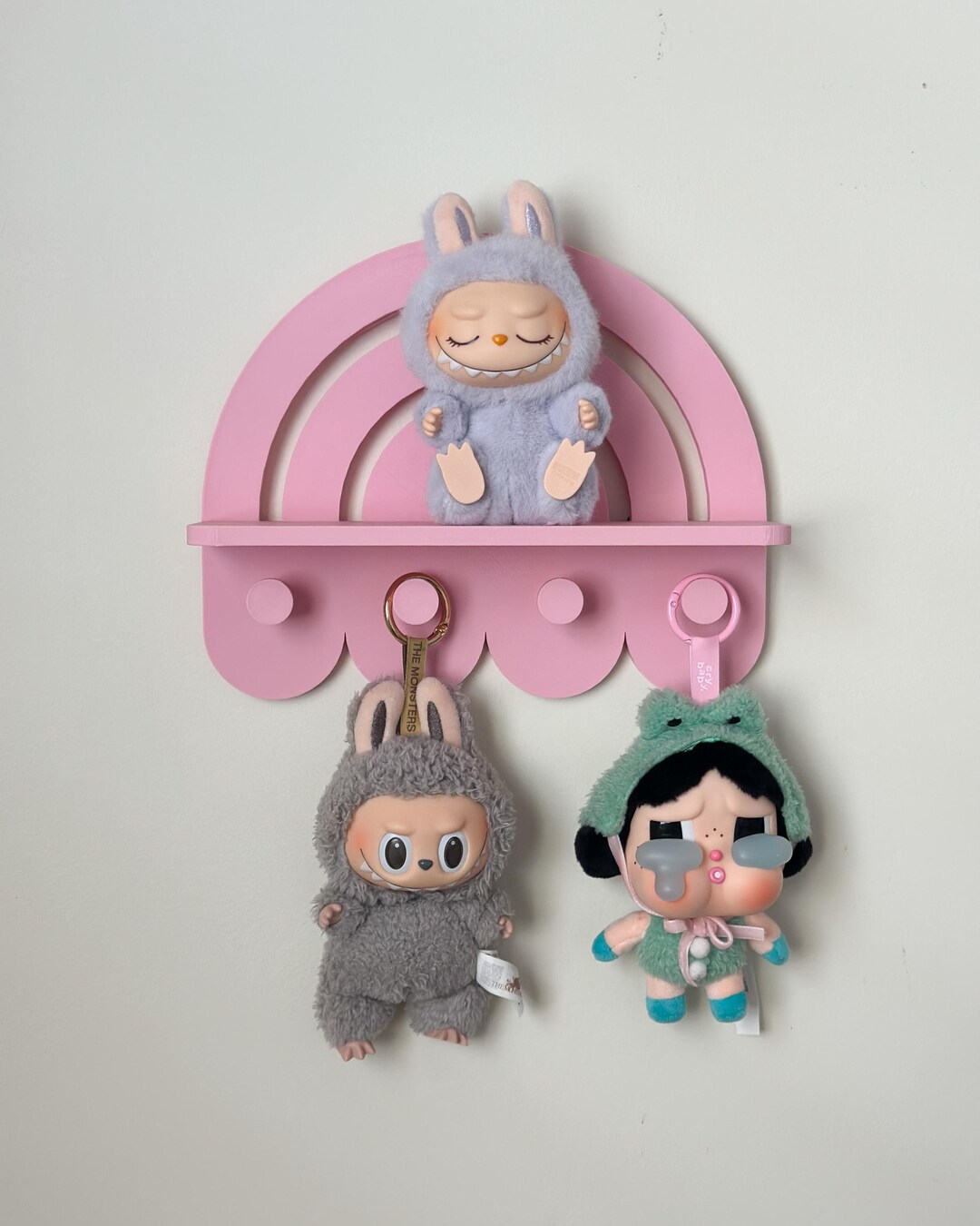 Labubu Display Wall Shelf and Peg Rack I Figurine Display Shelf Stand ...