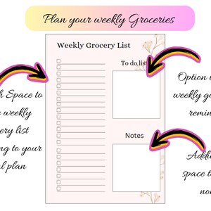 Weekly Meal Planner and Grocery List, Printable Meal Planner, Meal ...