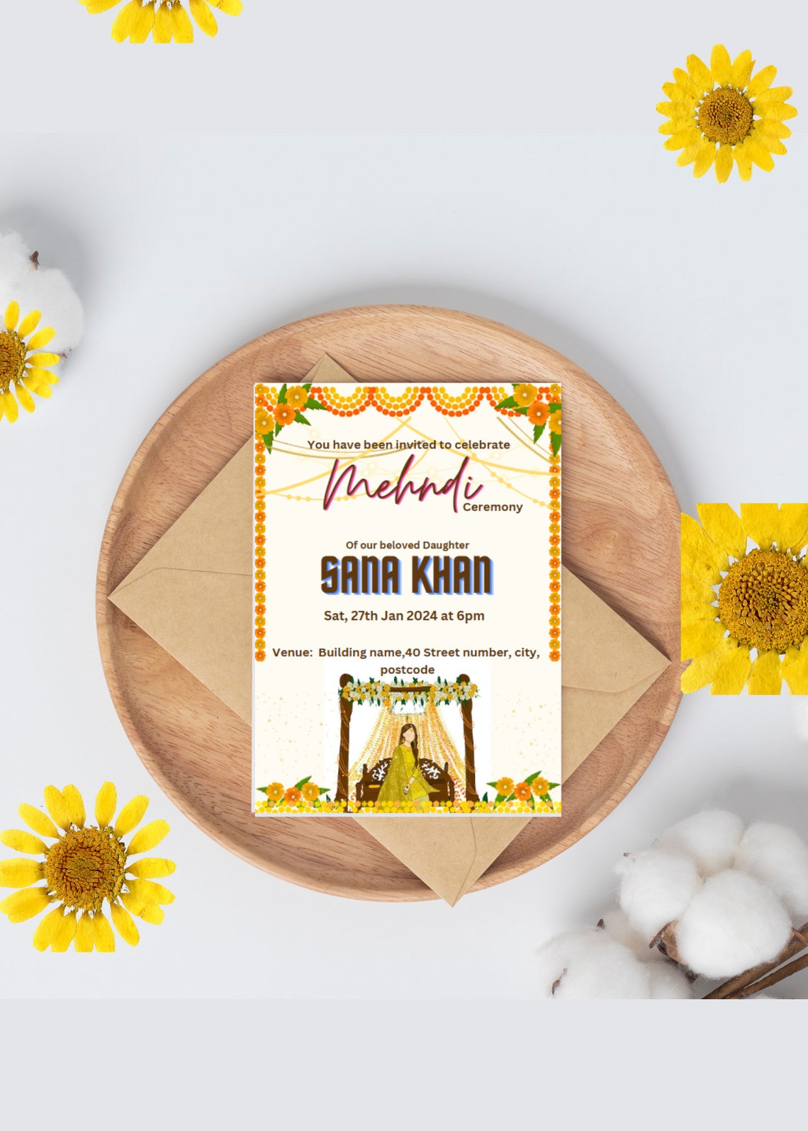 Muslim Wedding Invitation Card Template/ Mehndi Invitation ...