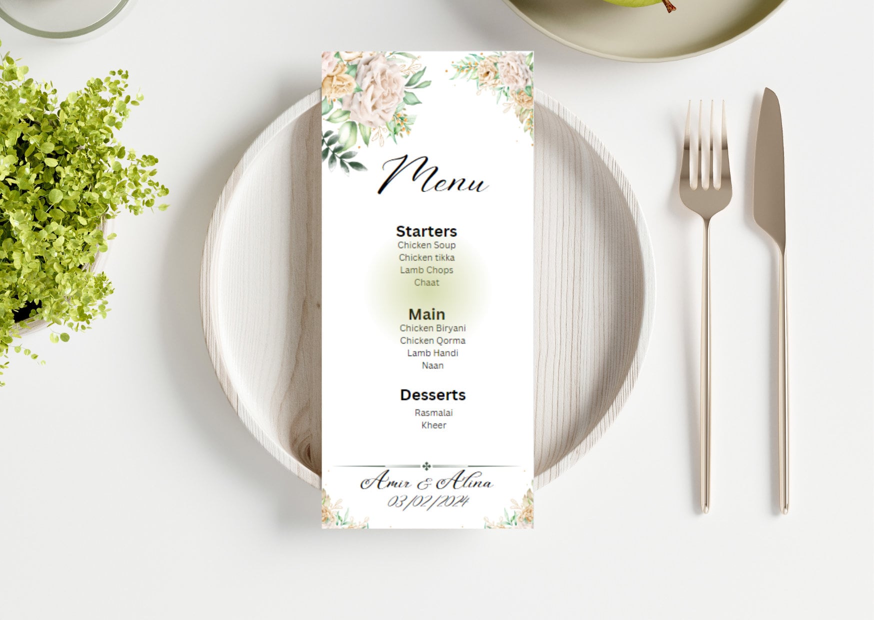Nikkah Menu Card Template Wedding Menu Card Template Digital Menu Card ...