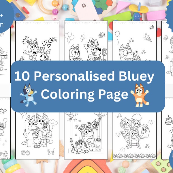 Personalized Bluey Coloring Sheets - Etsy