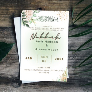 Muslim Wedding Invitation Template nikkah Invitation Template Digital ...