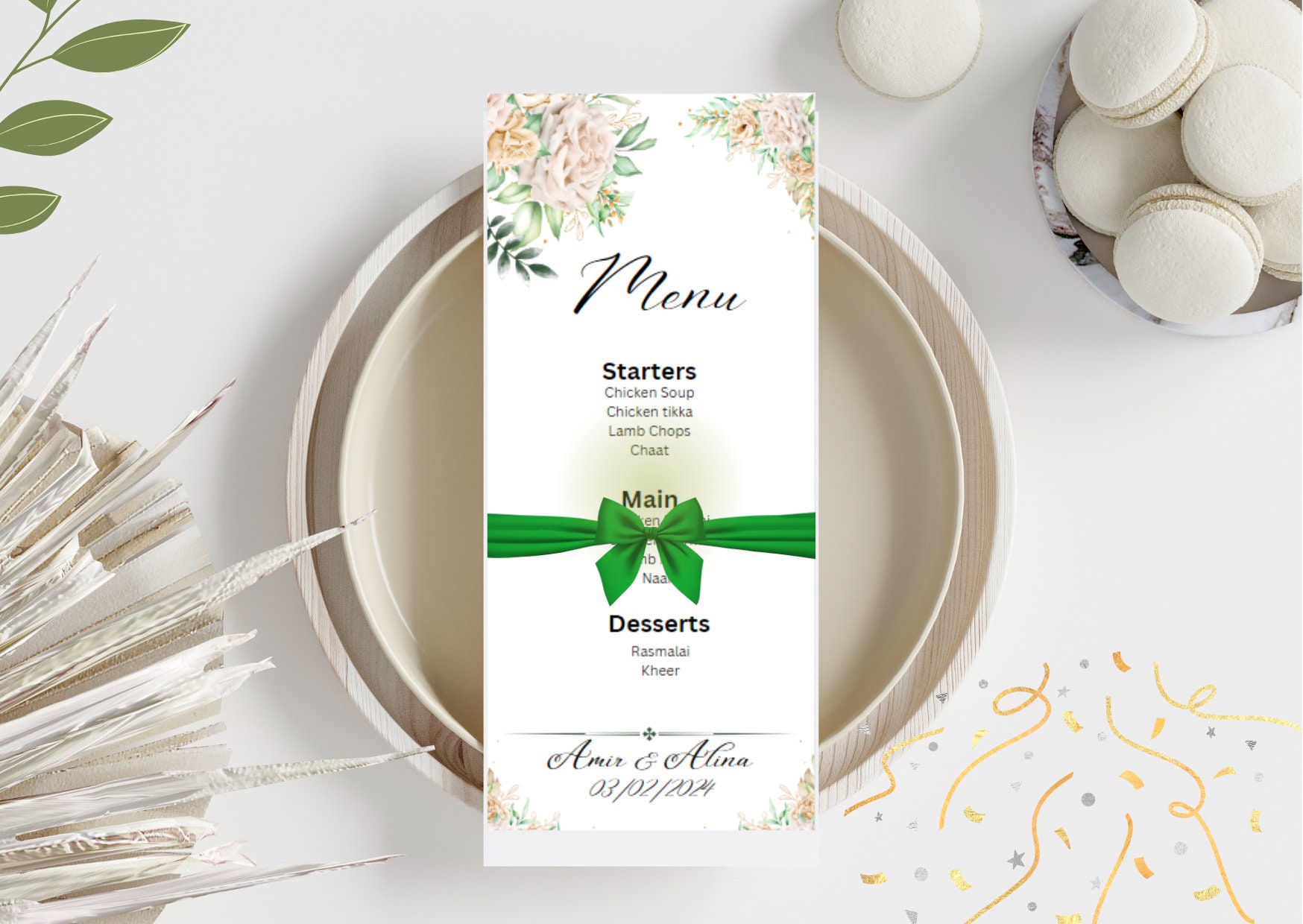 Nikkah Menu Card Template Wedding Menu Card Template Digital Menu Card ...