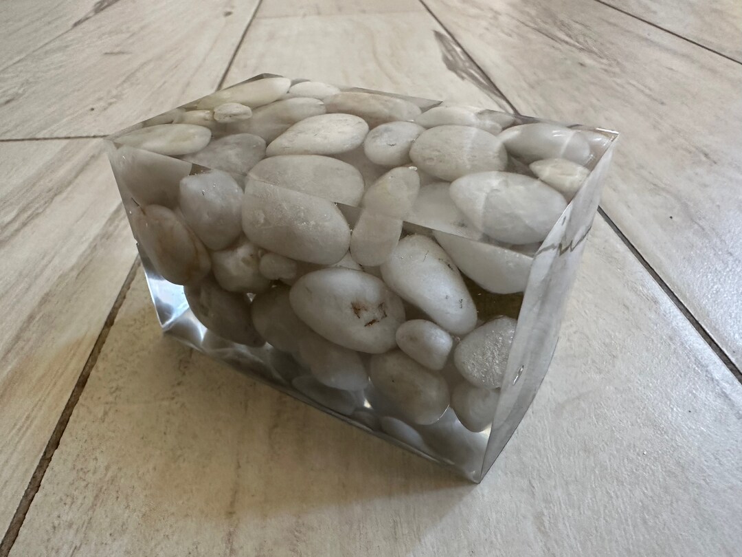 White Beach Stone -epoxy Resin Cube - Etsy