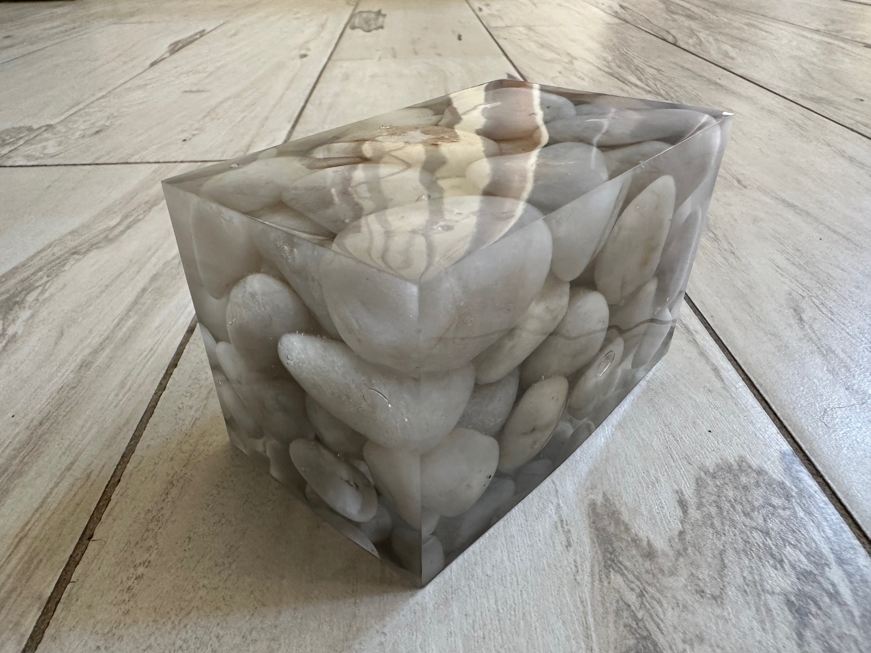 White Beach Stone -epoxy Resin Cube - Etsy
