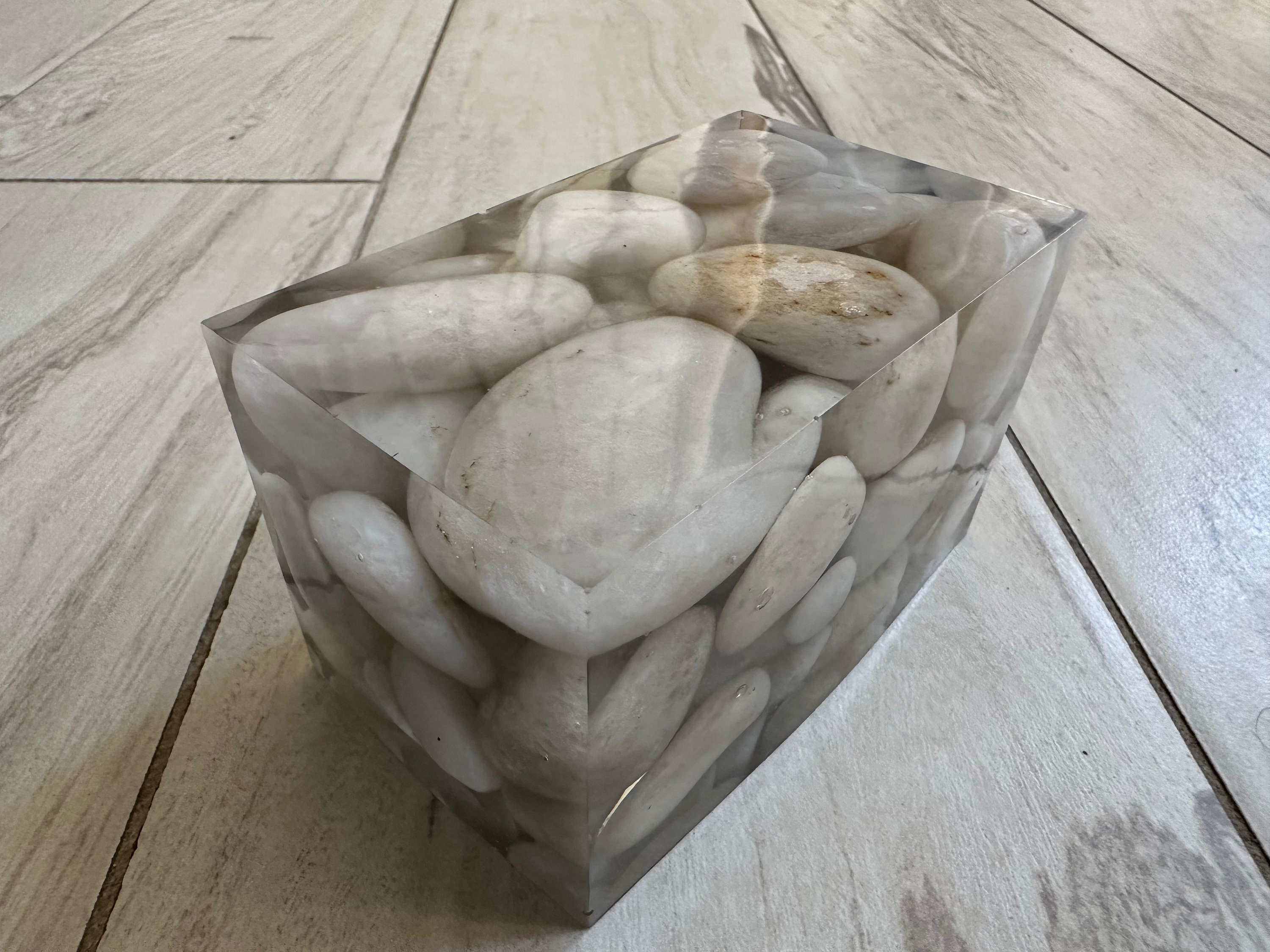 White Beach Stone -epoxy Resin Cube - Etsy