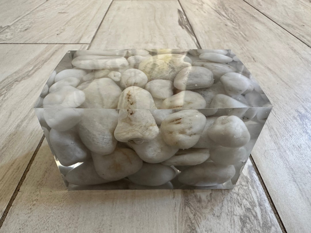 White Beach Stone -epoxy Resin Cube - Etsy