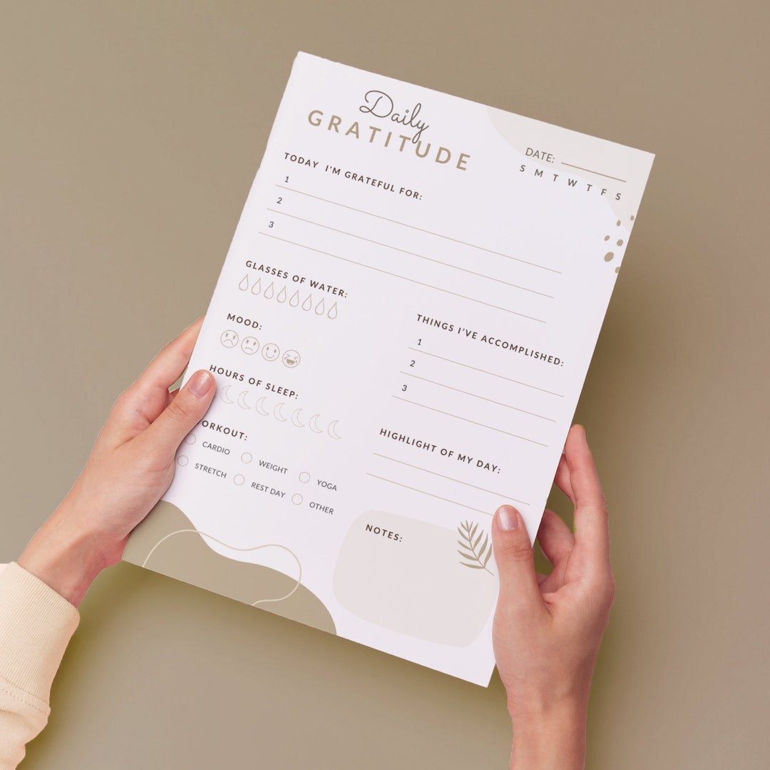 Daily Mood & GRATITUDE Tracker Planner - PRINTABLE Page | Instant ...