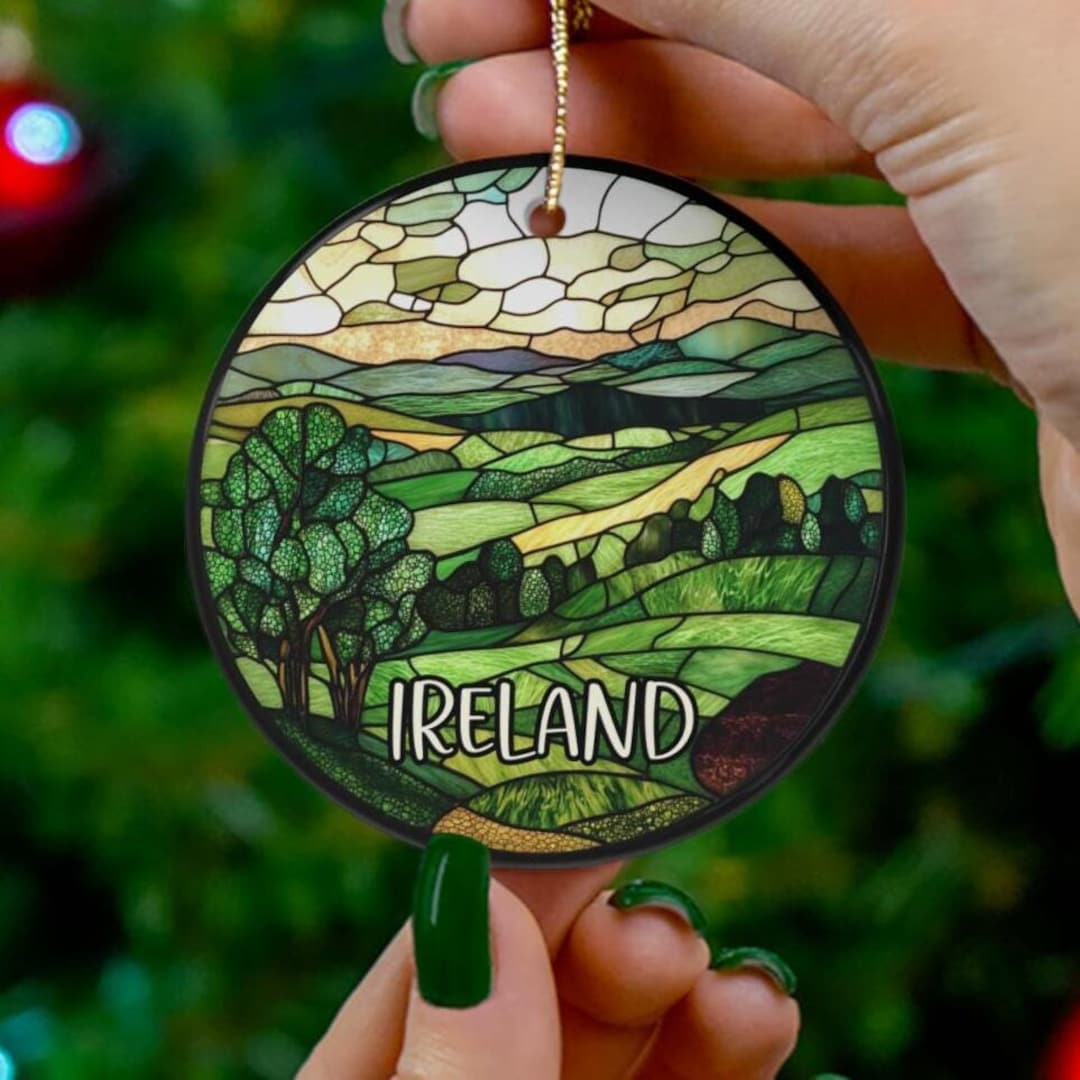 Custom Ireland Ornament faux Stained Glass unique Irish Souvenir ...