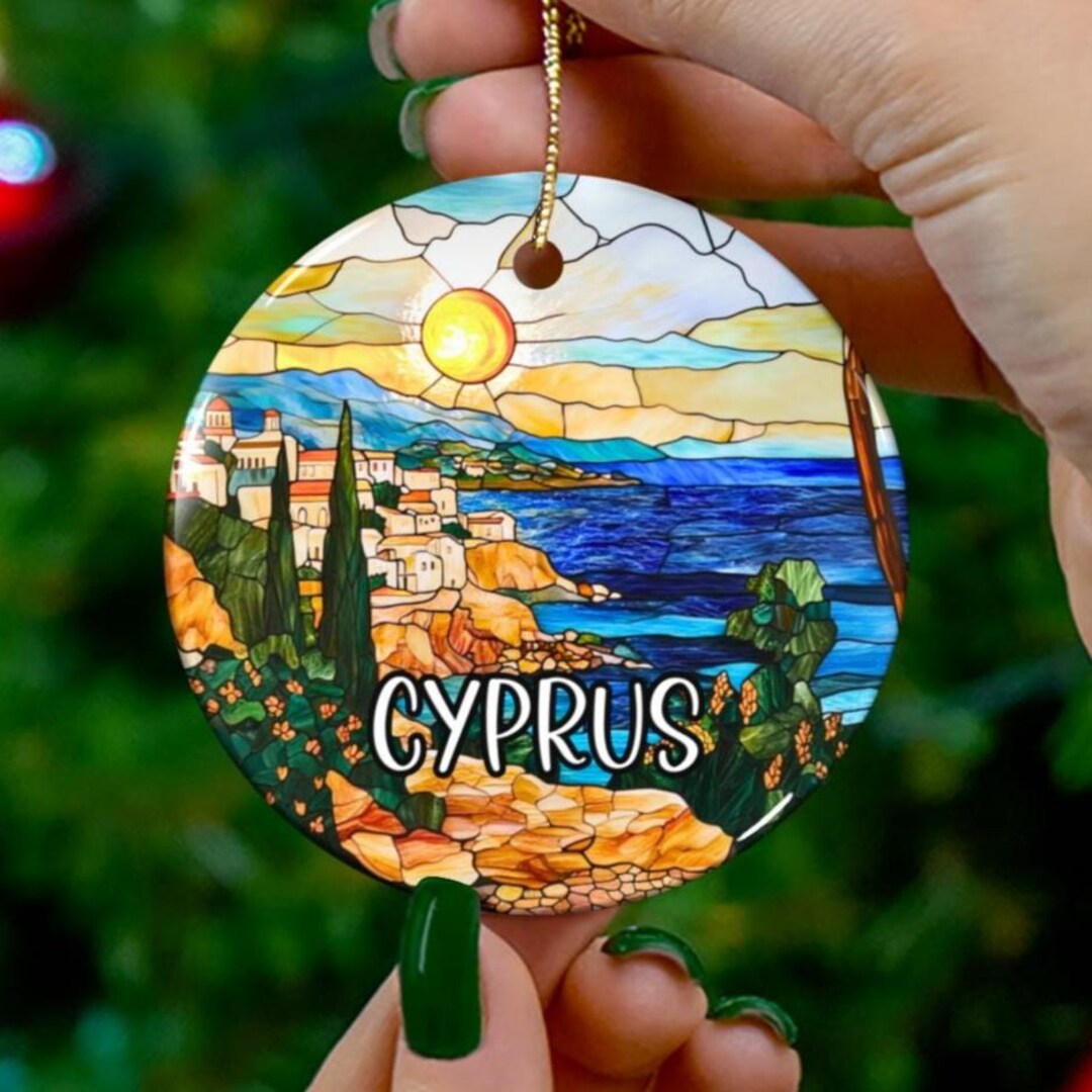 Custom Cyprus Ornament |faux Stained Glass |unique Souvenir |vacation ...