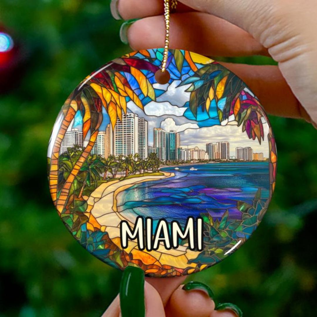 Custom Miami Ornament |faux Stained Glass |unique Florida Souvenir ...