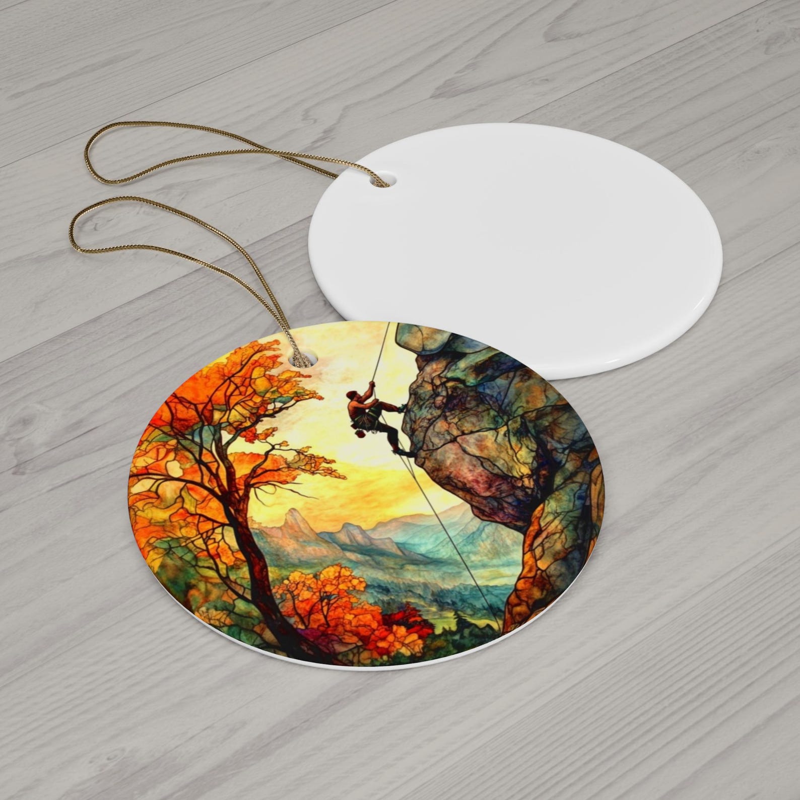 Custom Rock Climber Mountain Ornament |faux Stained Glass |unique ...