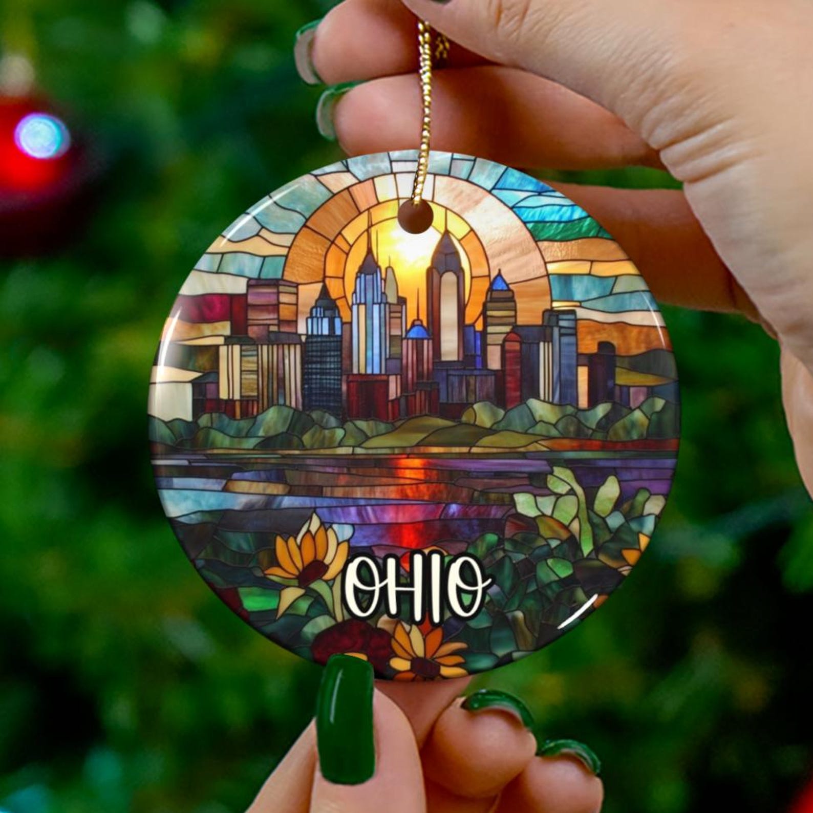 Custom Ohio Ornament |faux Stained Glass |unique Souvenir |vacation ...