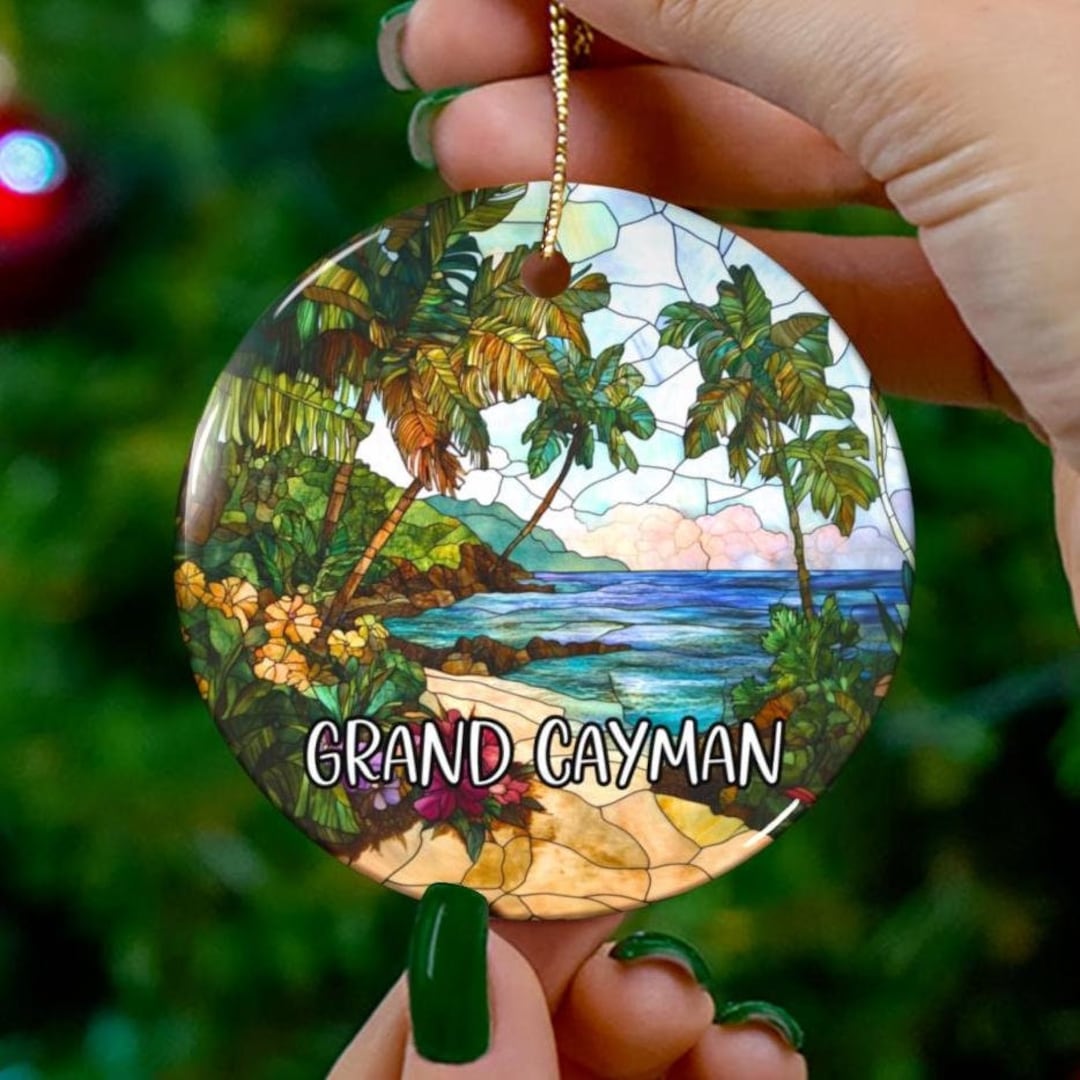 Custom Grand Cayman Ornament |faux Stained Glass |unique Cayman Islands ...