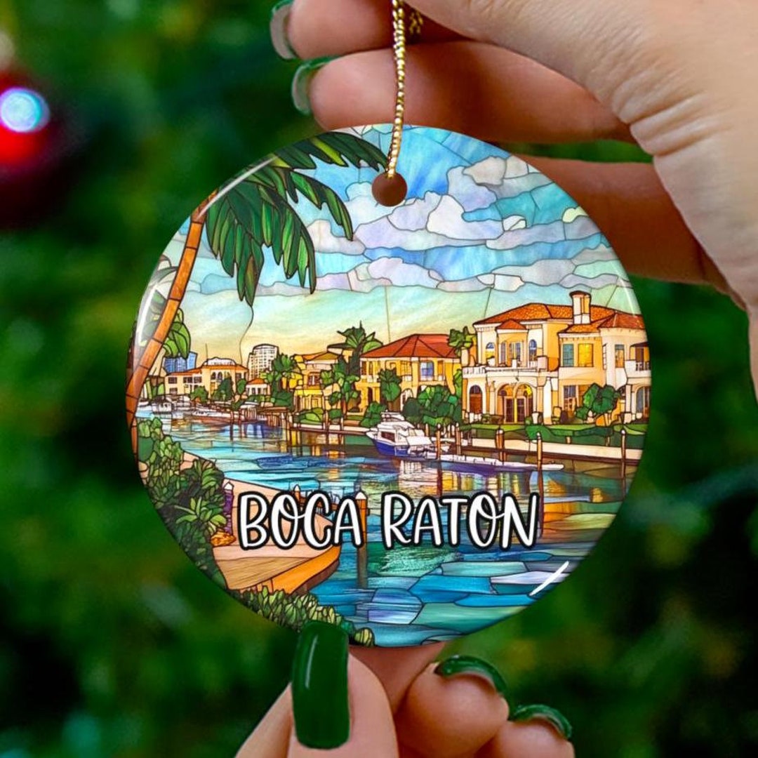 Custom Boca Raton Florida Ornament |faux Stained Glass |unique Souvenir ...