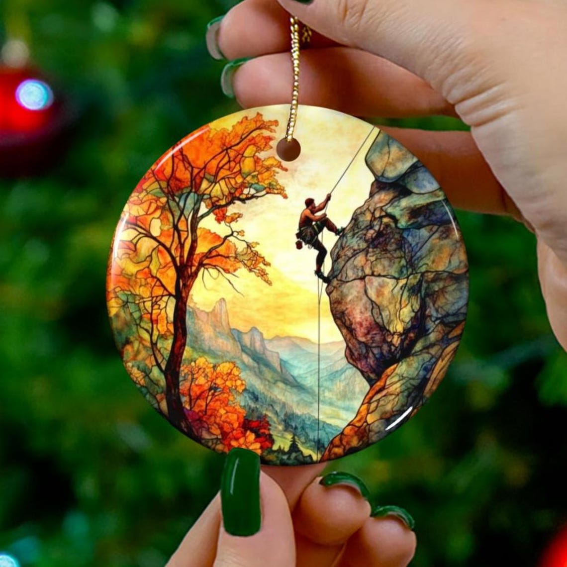 Custom Rock Climber Mountain Ornament |faux Stained Glass |unique ...