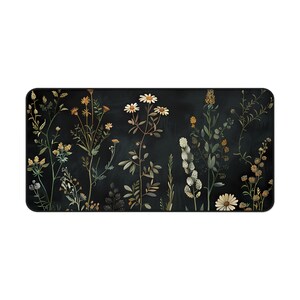 Moody Black Botanical Desk Mat | Vintage Apothecary Herbs & Plants ...