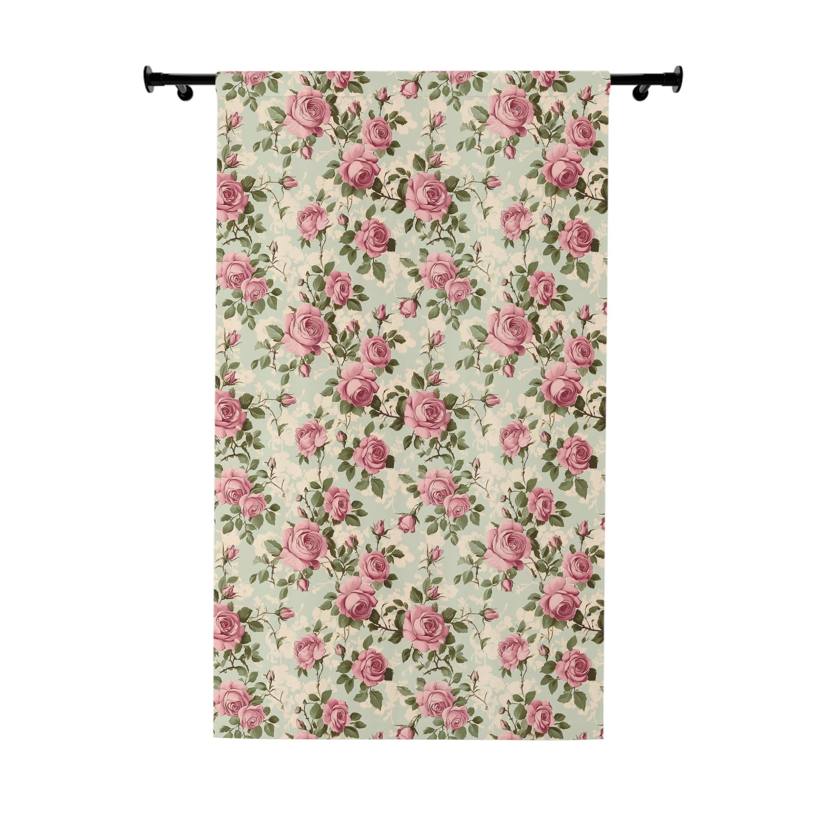 Vintage Pink Rose Blackout Curtains |floral Shabby Chic Window ...