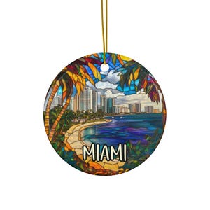 Custom Miami Ornament |faux Stained Glass |unique Florida Souvenir ...