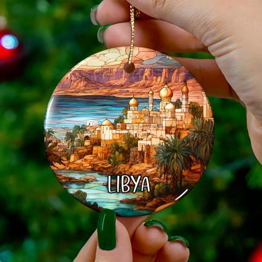 Custom Libya Ornament | Faux Stained Glass |unique Souvenir |vacation ...