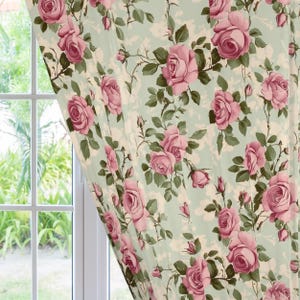 Vintage Pink Rose Blackout Curtains |floral Shabby Chic Window ...