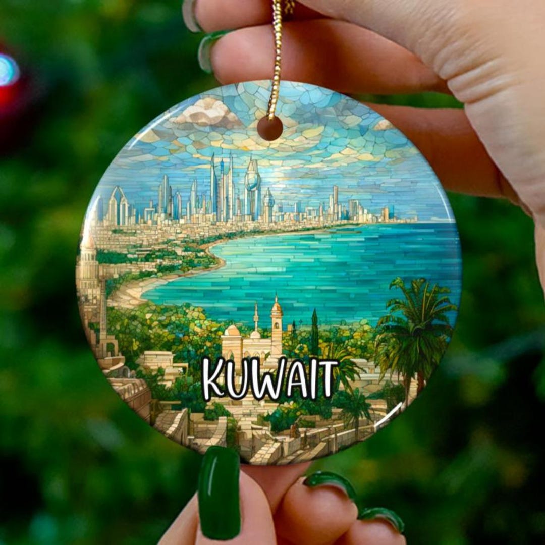 Custom Kuwait Ornament | Faux Stained Glass |unique Souvenir |vacation ...