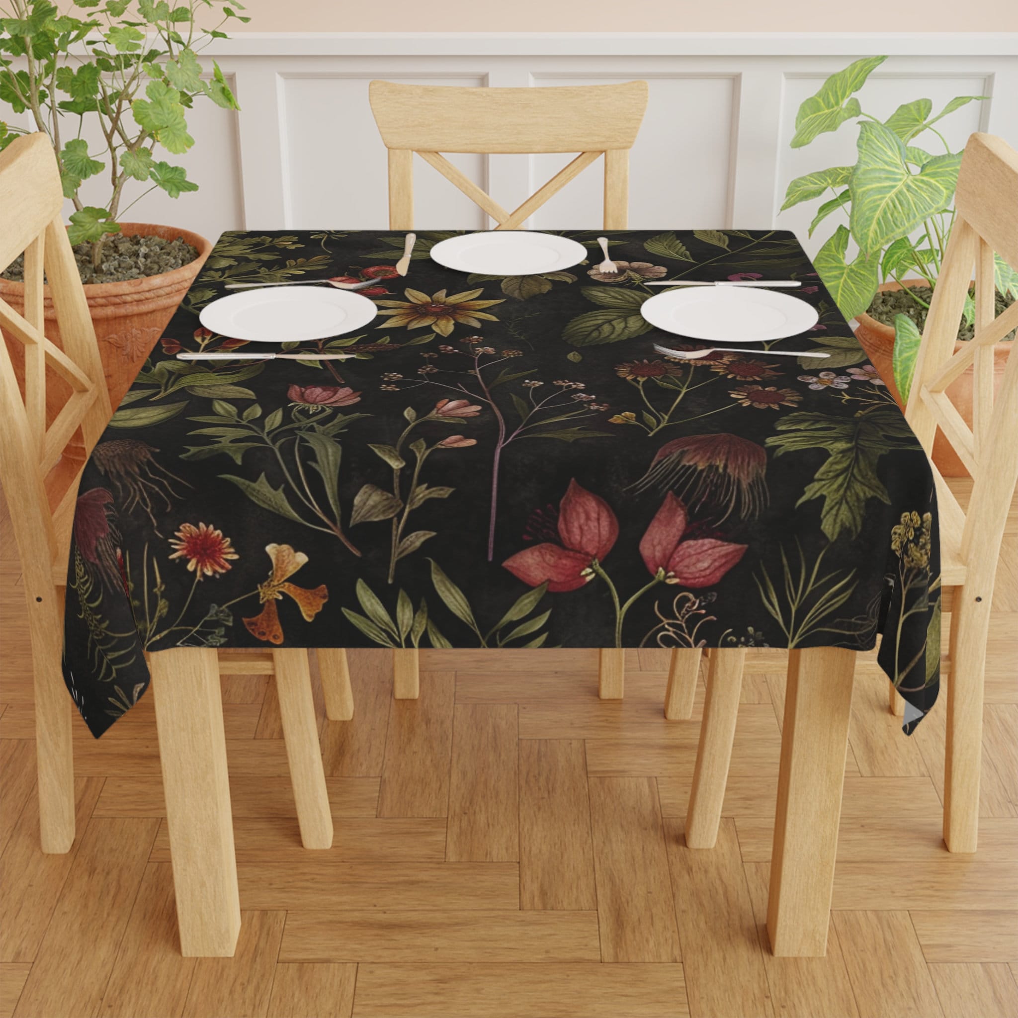 Dark Academia Cottagecore Black Tablecloth Vintage Apothecary Herbs ...