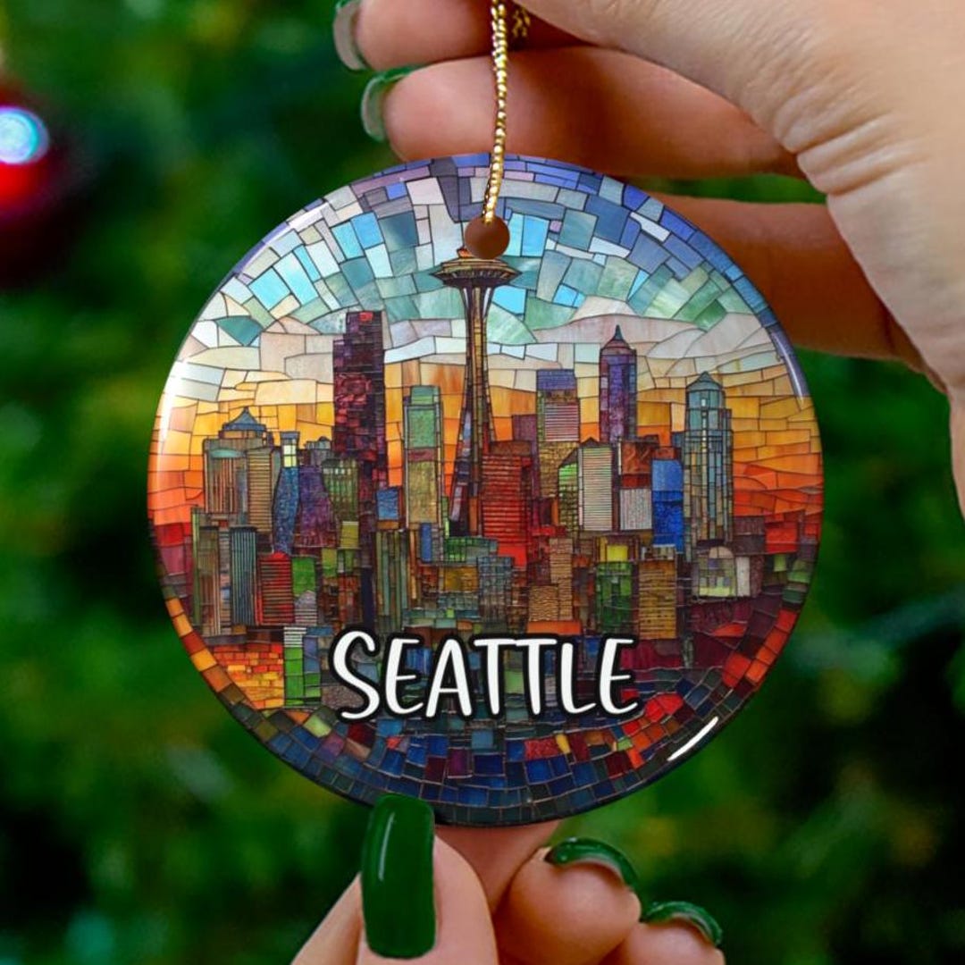 Custom Seattle Ornament |faux Stained Glass |unique PNW Souvenir ...